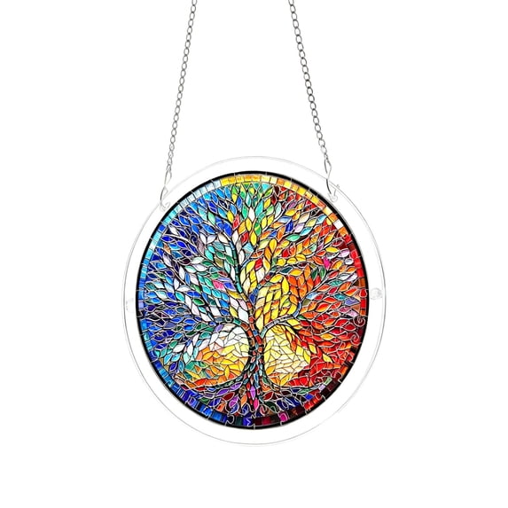 Beforeyayn Tree Of Acrylic Suncatcher, Stained Glass Style Hanging ...