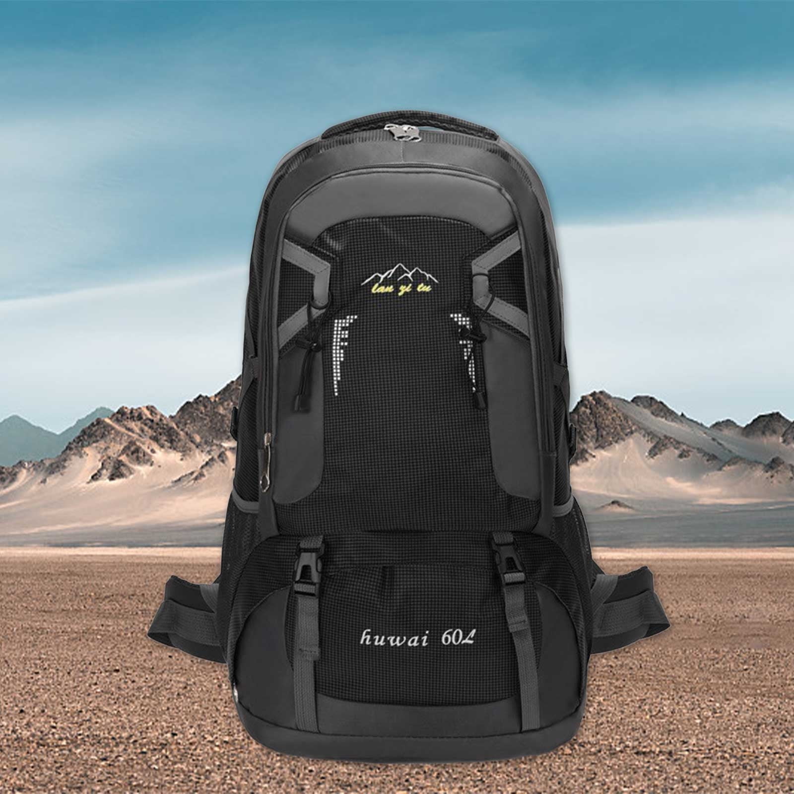 Beforeyayn Unisex Tear and Water-resistant Nylon Hiking Backpack, Black ...
