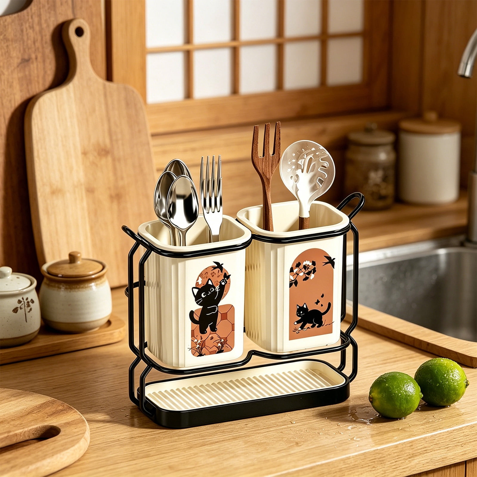 Beforeyayn Wall Mounted Chopstick Storage, Kitchen Countertop Chopstick ...