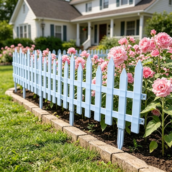 Beforeyayn White Plastic Garden Fence Picket, Edgings For Lawns ...
