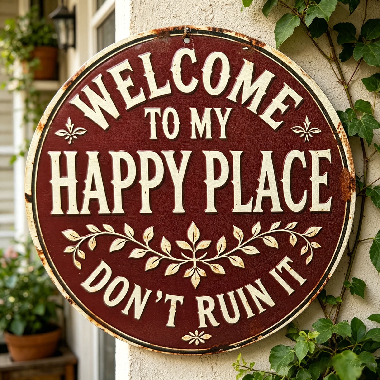 Beforeyayn Wooden Garden Hanging Ornament, Happy Land Wooden Sign ...