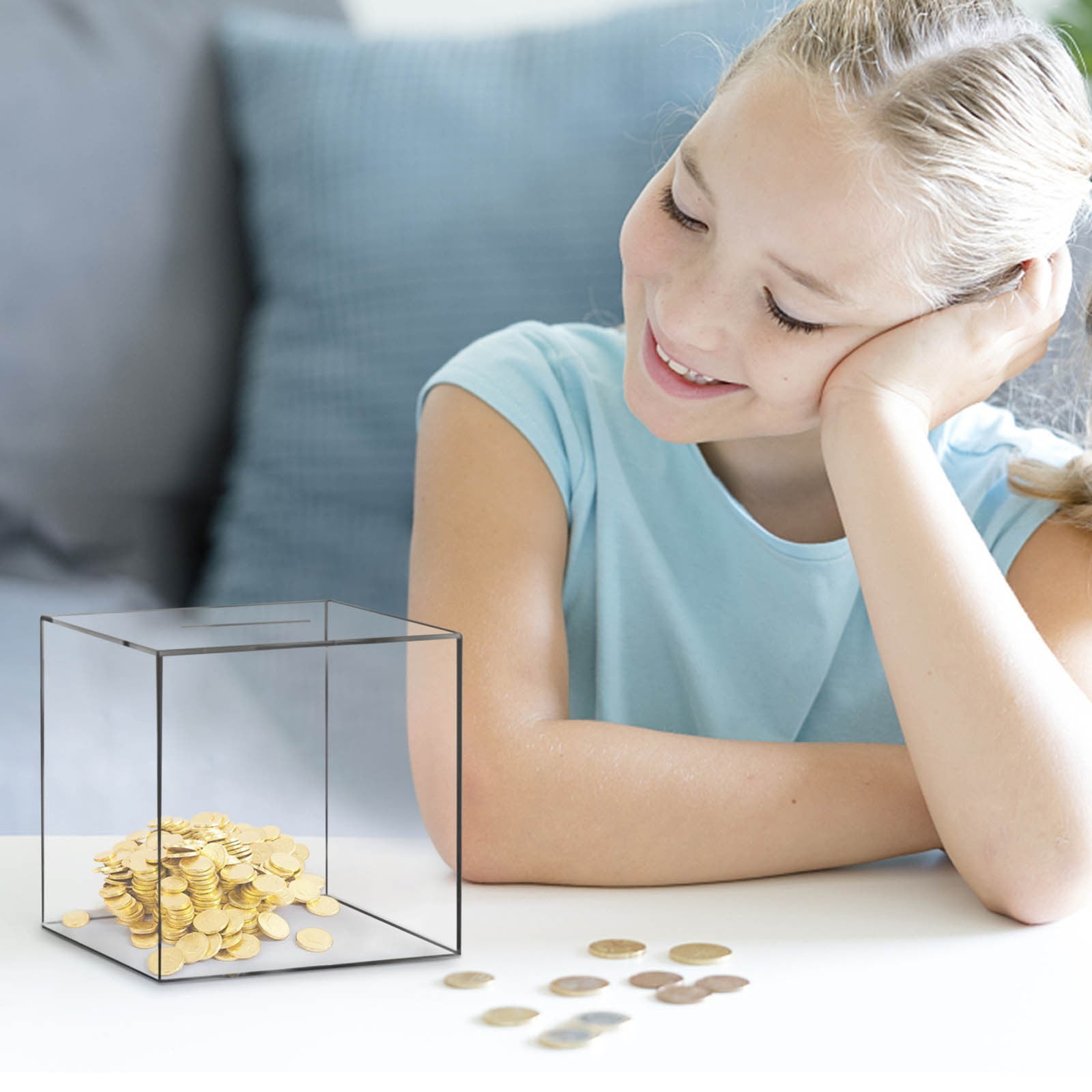 Beforeyayn1PC Clear Bank For Adults, Clear Acrylic Bank, Money Tip ...