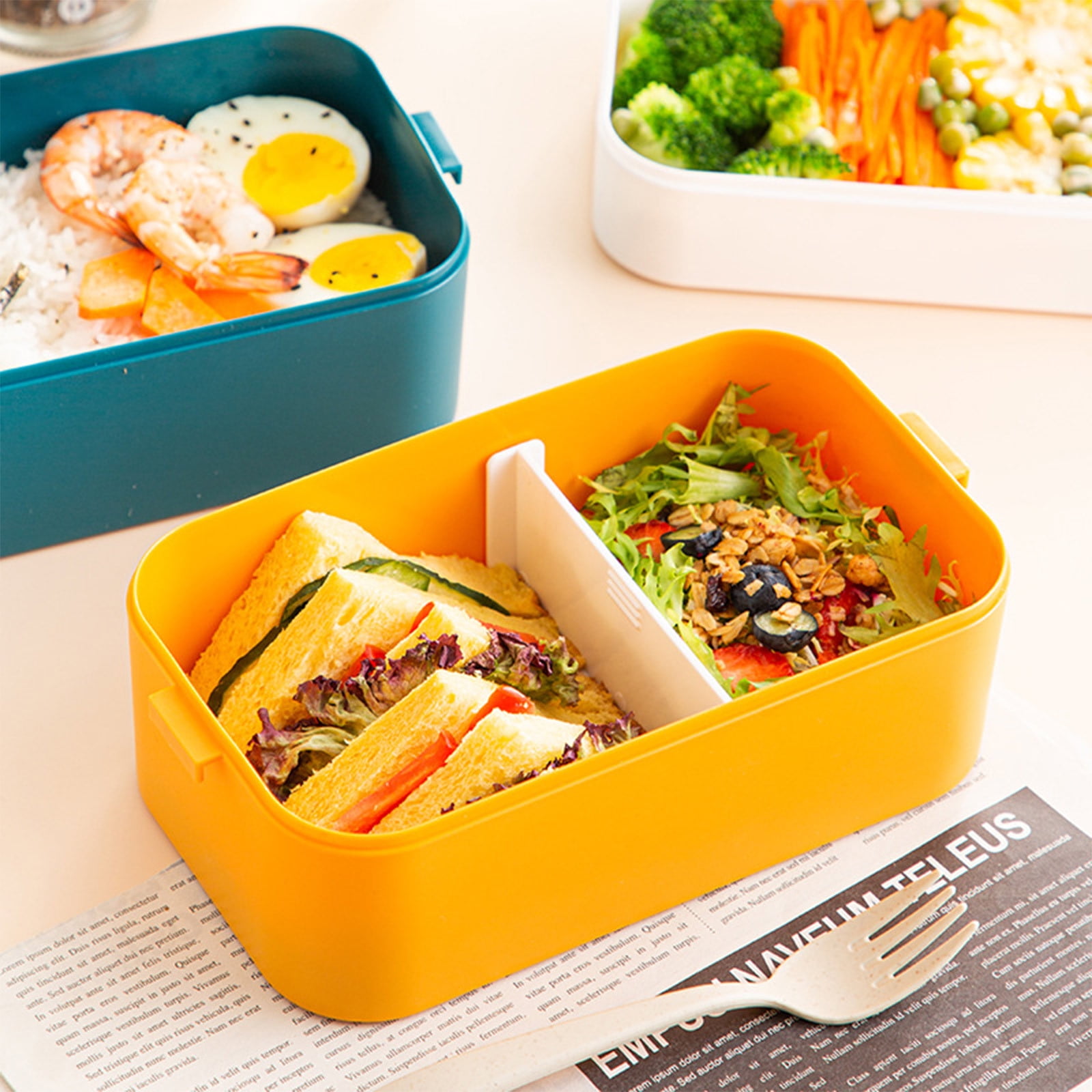 Beforeyayn Bento Box, Plastic Double Layer Lunch Box, Microwave Oven ...