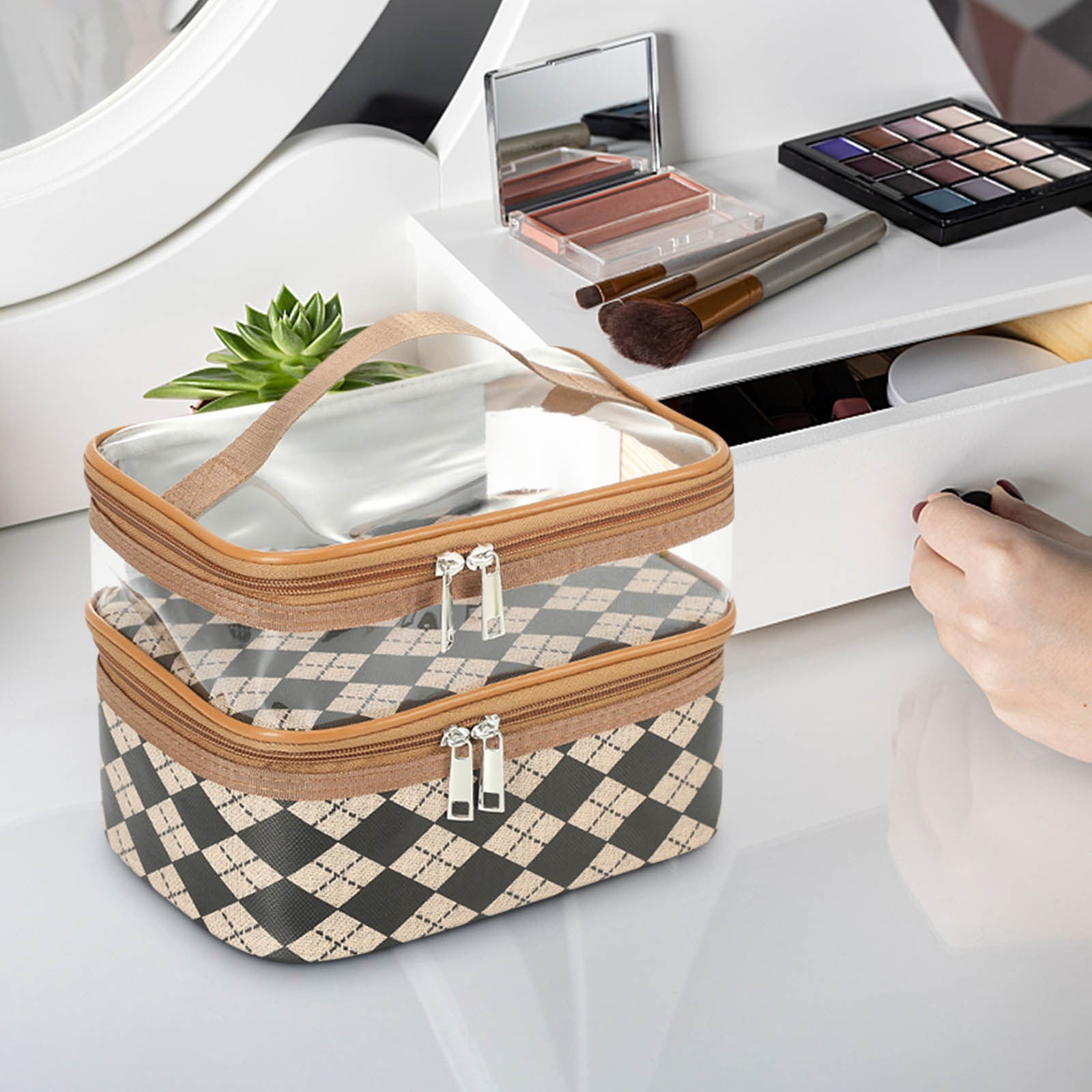 Beforeyayn Double Layer Portable Portable Toiletries Storage Box Large ...