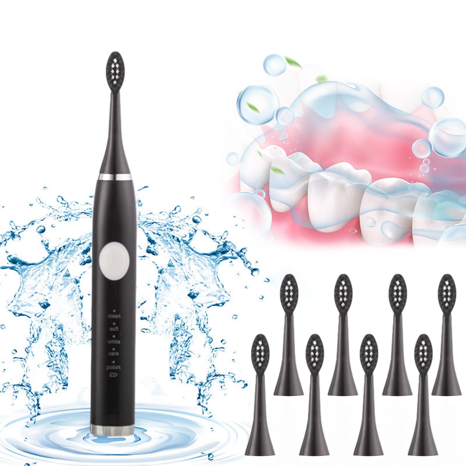 BeforeyaynElectric Toothbrush, Electric Toothbrush With 8 Brush Heads, 5 Cleaning Modes, IPX7 ...
