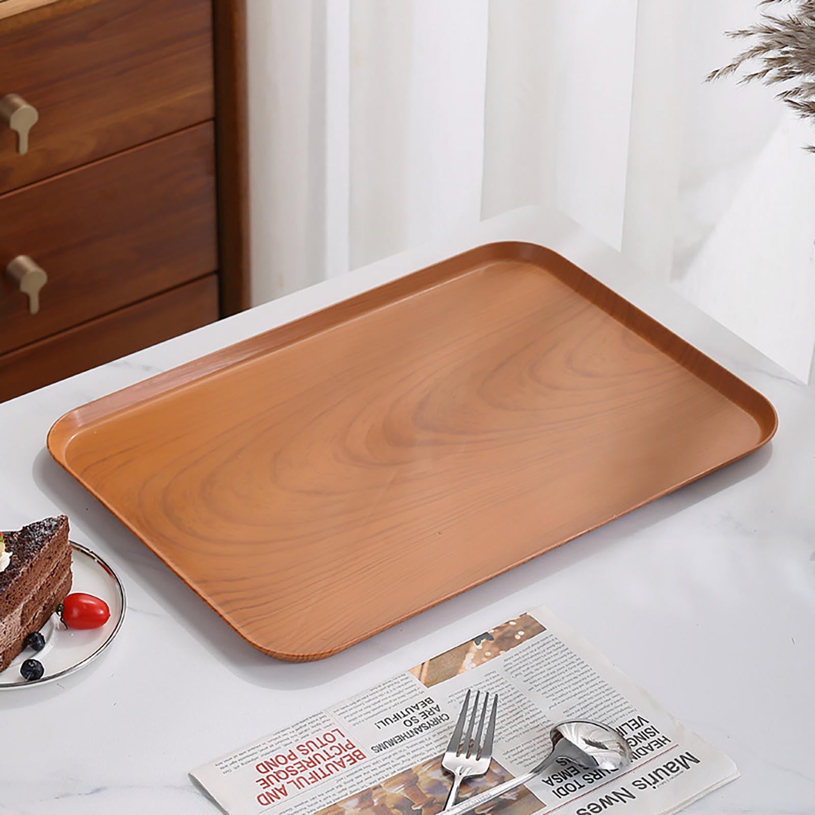 BeforeyaynImitation Wood Grain Tray, Cup Tray, Rectangular Tea Cup ...