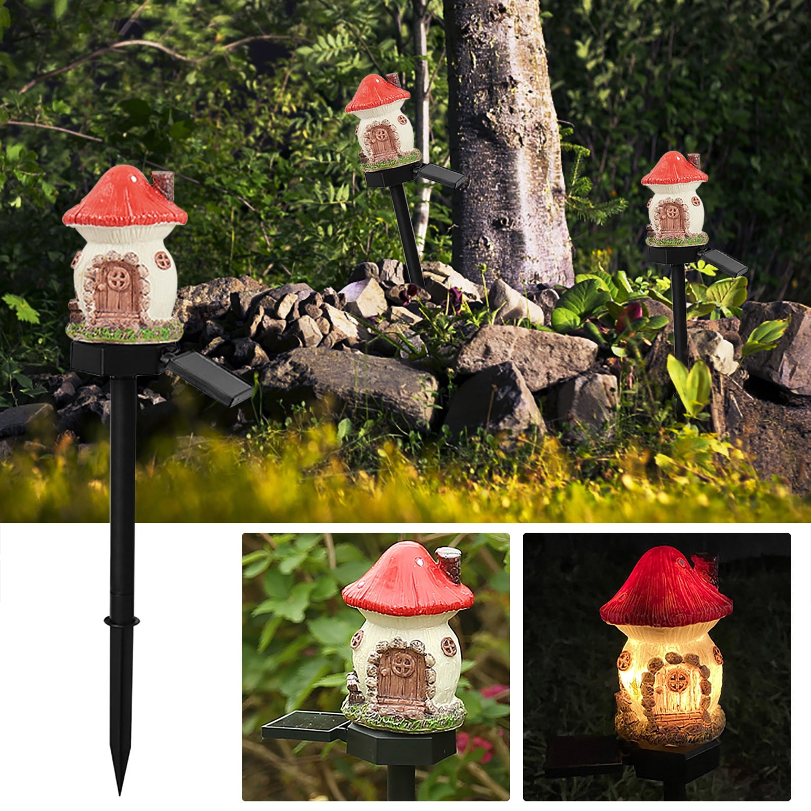Beforeyayn Outdoor Solar Small House Lights Resin Lights New Garden ...