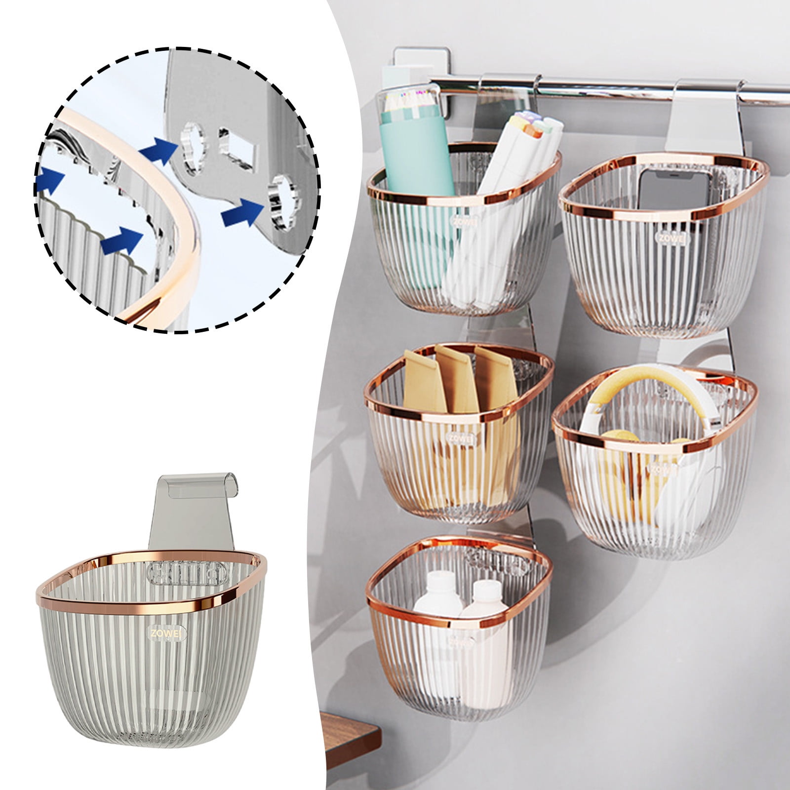BeforeyaynPlastic Shower Basket, Kitchen Storage With Hooks For ...