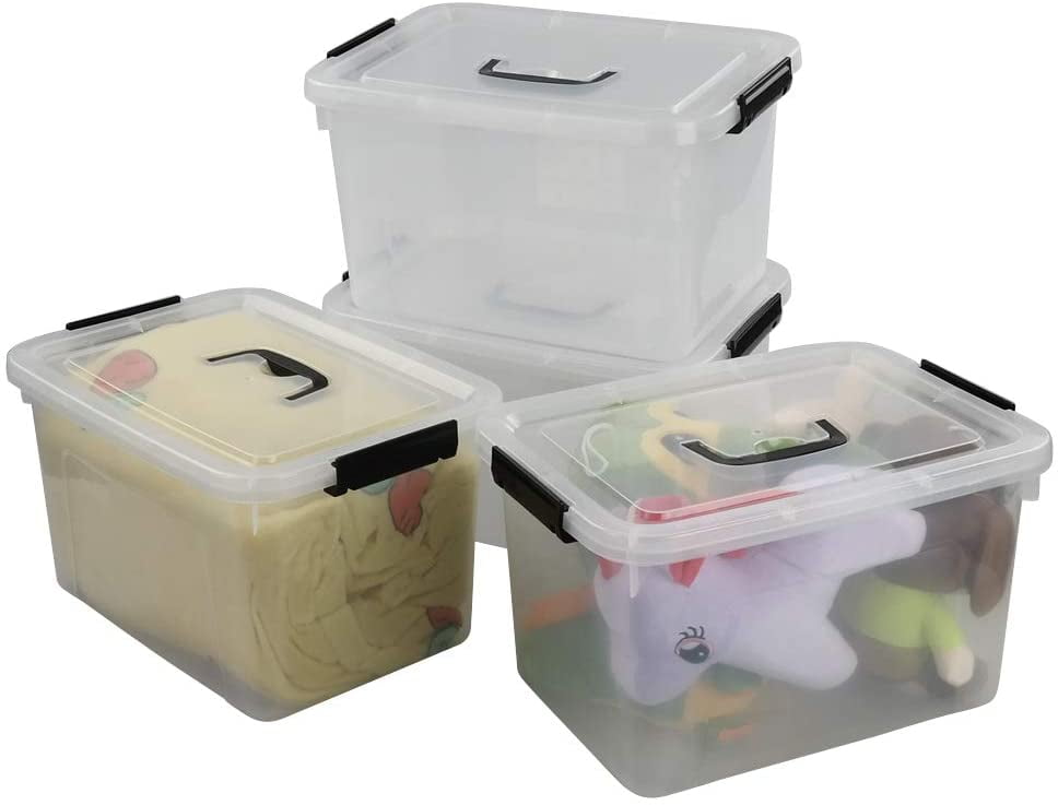 Begale 10.5 Quart Plastic Medium Storage Container, Clear Bin with ...