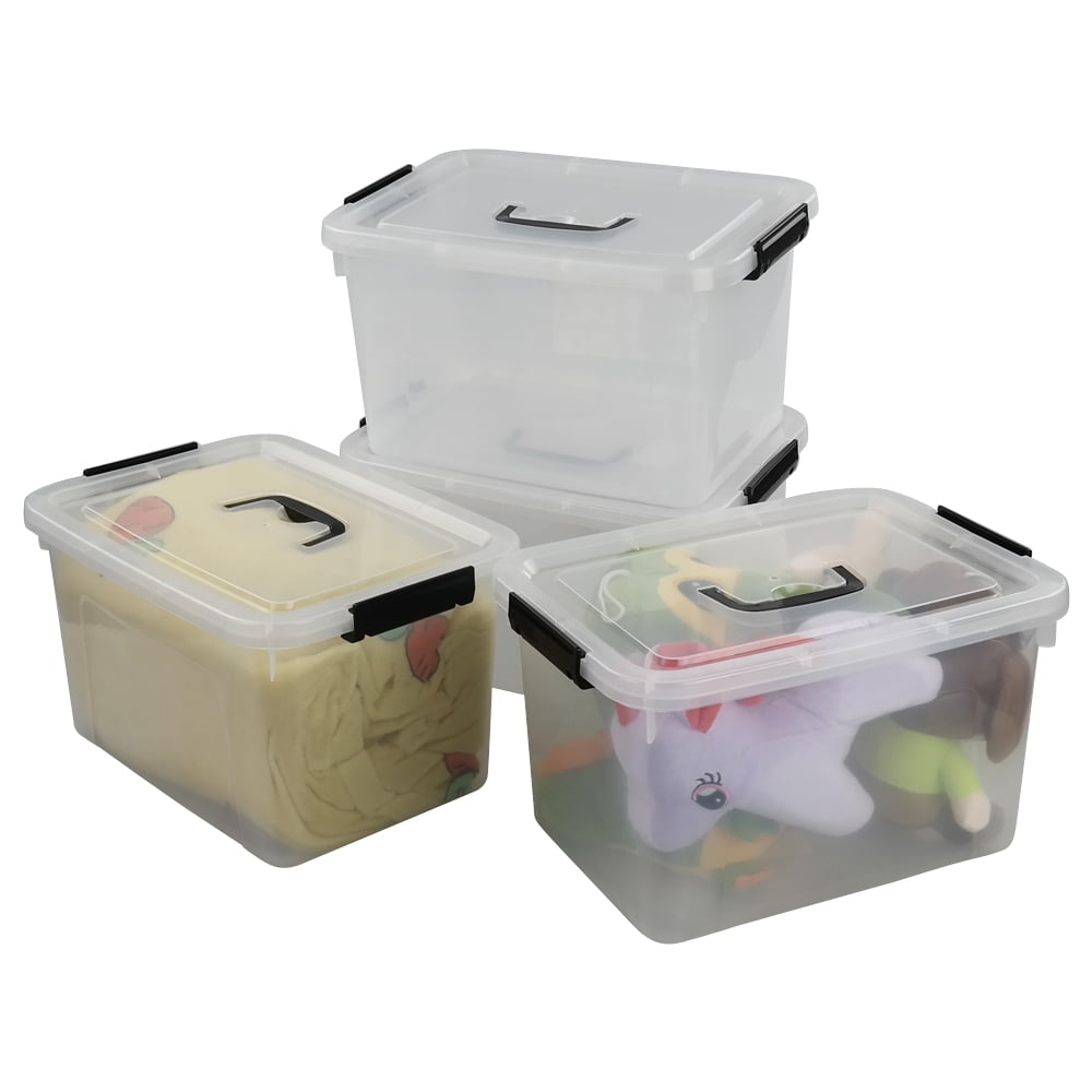 Begale 10L Stackable Plastic Storage Container, Clear Latch Bin with ...