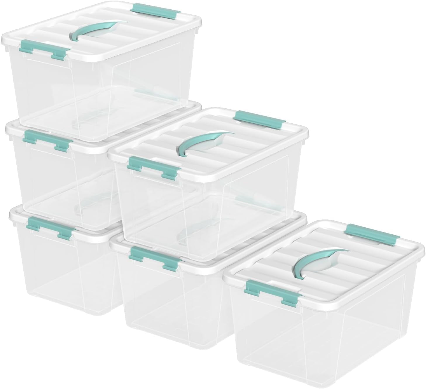 Begale 14 L Plastic Storage Bins with Lids, 6-Pack Clear Storage Box ...