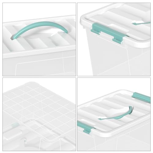 Begale 14 L Plastic Storage Bins with Lids, 6-Pack Clear Storage Box ...