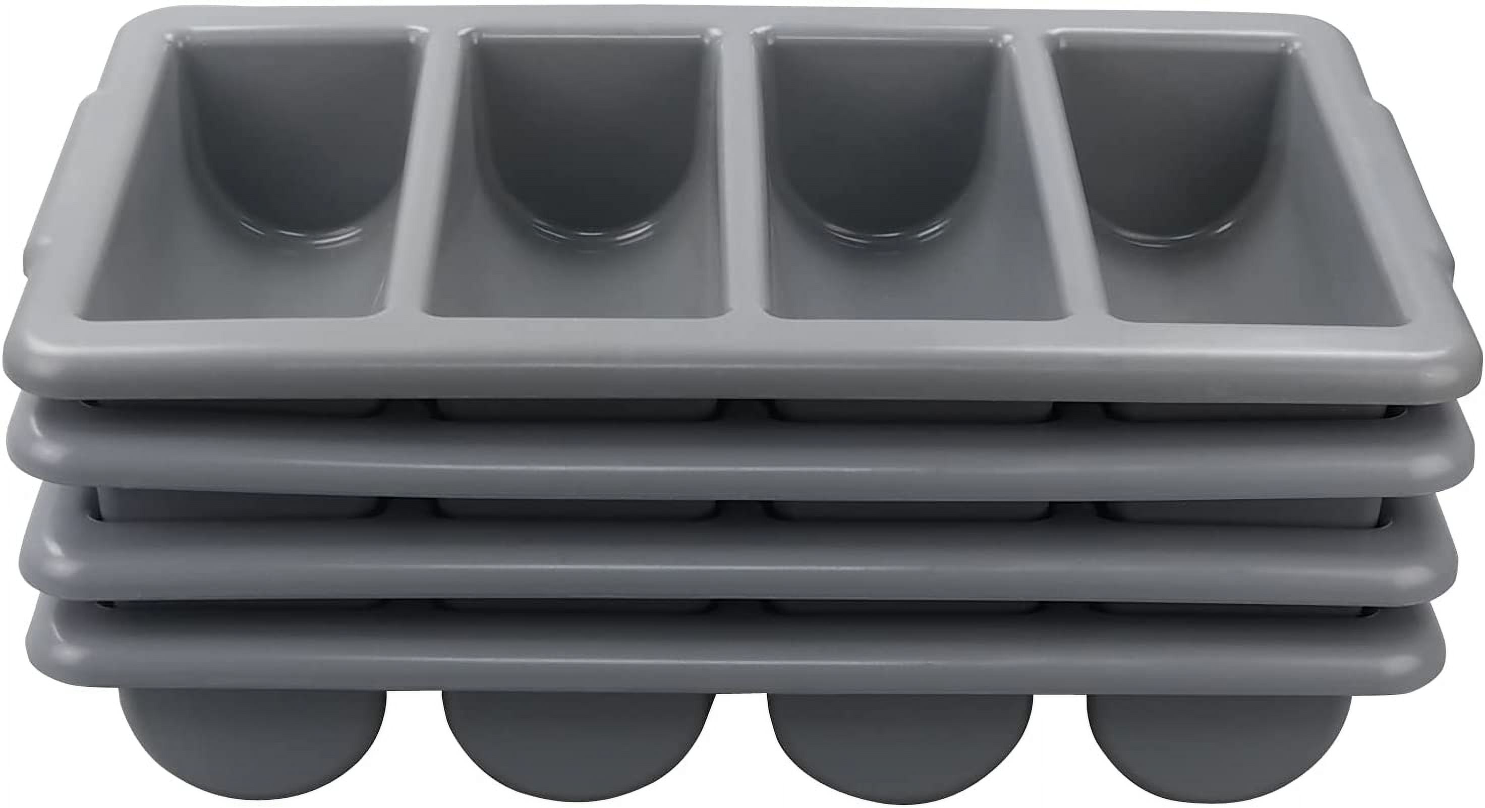 Begale 4-Pack Plastic Cutlery Bin, 4-Compartment Cutlery Bin, Gray ...