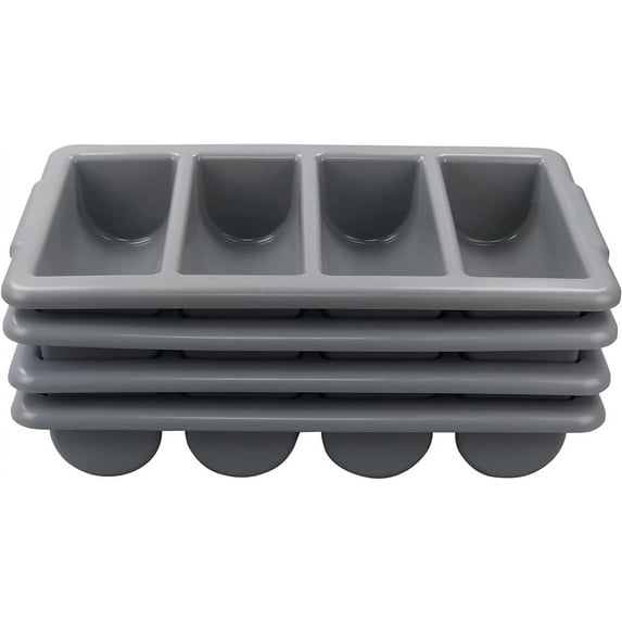 Begale 4-Pack Plastic Cutlery Bin, 4-Compartment Cutlery Bin, Gray ...