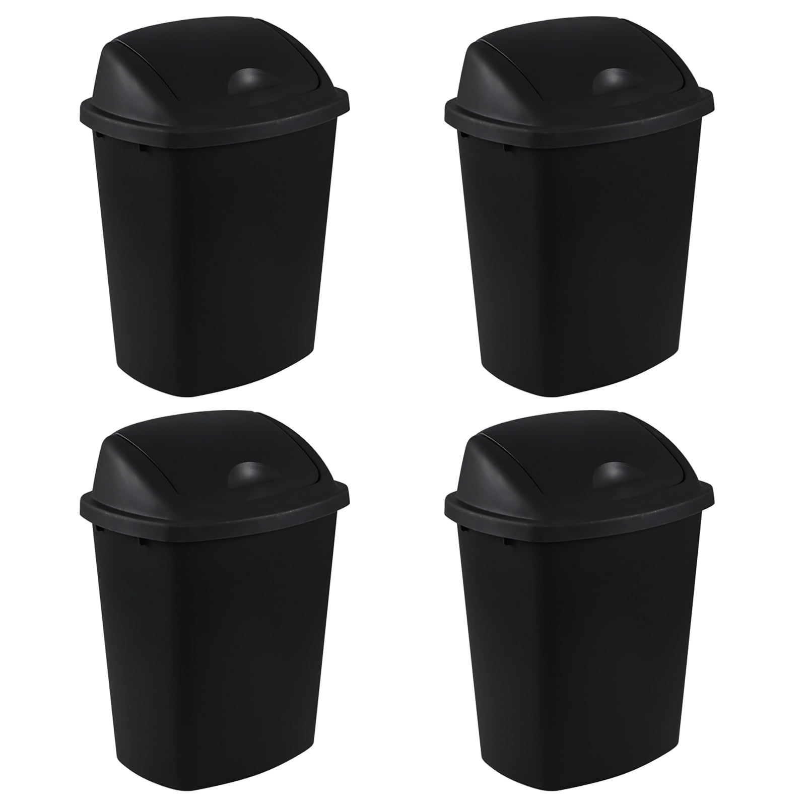 Begale 6 Gallon Plastic Swing Lid Waste Bin for Kitchen, 4 Pack Plastic ...