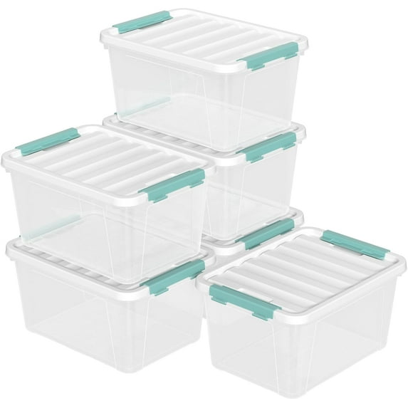 Begale 6-Pack 20 L Plastic Storage Bins with White Lids, Clear Storage ...