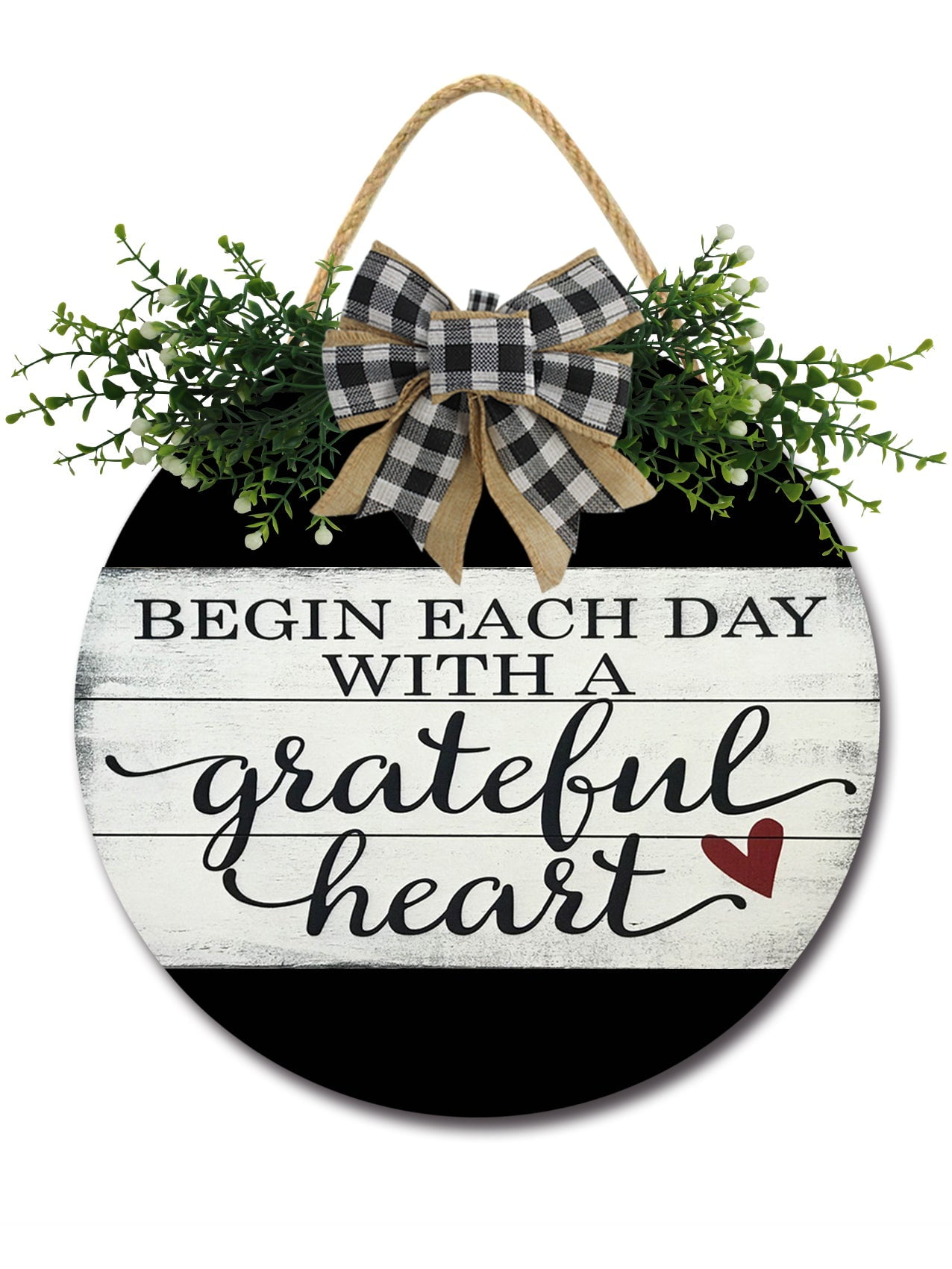Begin Each Day With A Grateful Heart Front Door Sign Funny Wreaths ...