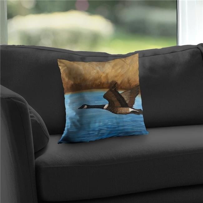 Begin Home Decor 14 x 14 in. Canada Goose Brown Bird Poly Twill Throw ...