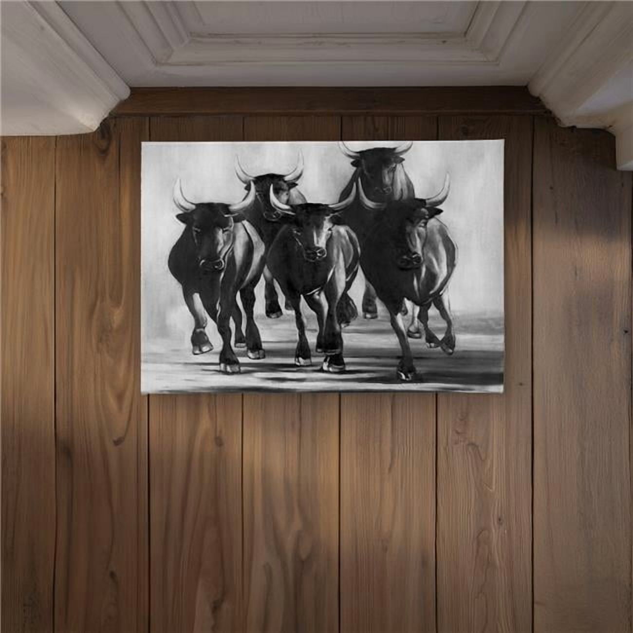 Begin Home Decor 17 x 24 in. Group of Bulls At Galops Door Mat ...