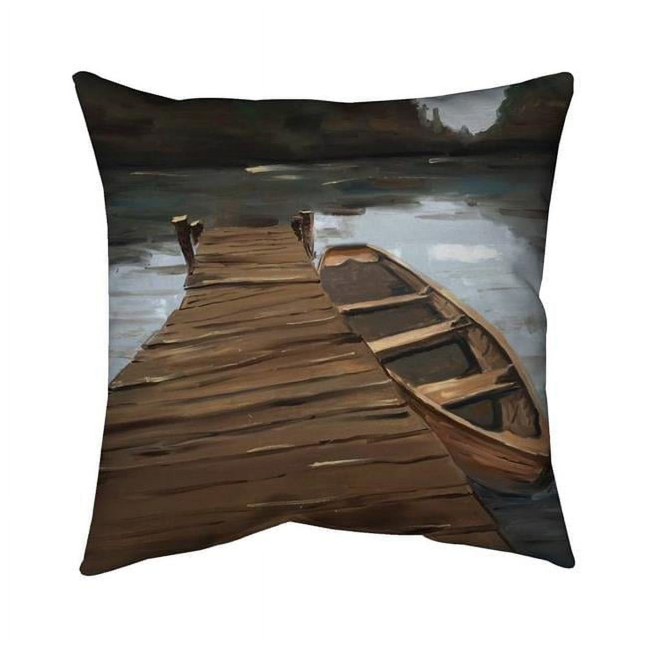 Begin Home Decor 20 x 20 in. Lake, Dock & Boat-Double Sided Print ...