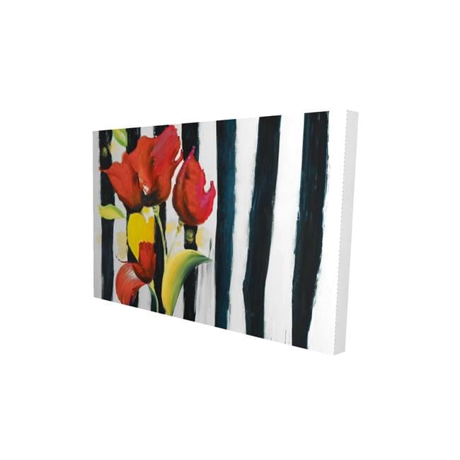 Begin Home Decor 2080-2030-FL112 20 x 30 in. Red Flowers on Stripes ...