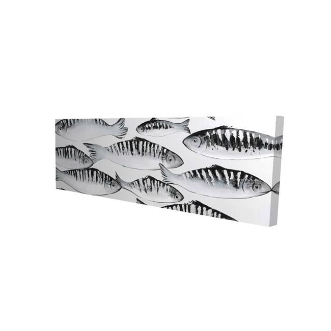 Begin Home Decor 2080-2060-AN434 20 x 60 in. Gray Shoal of Fish Canvas ...