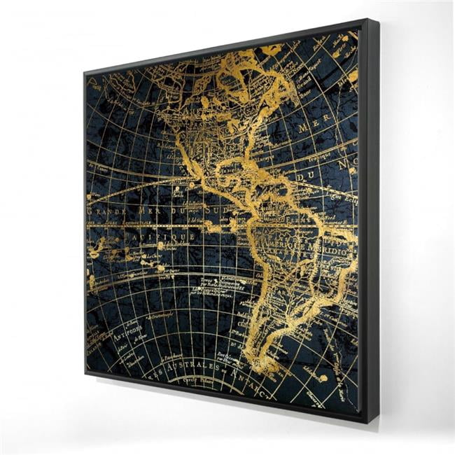 Begin Home Decor 2081-2424-CI120 24 x 24 in. Blue Marine World Map ...