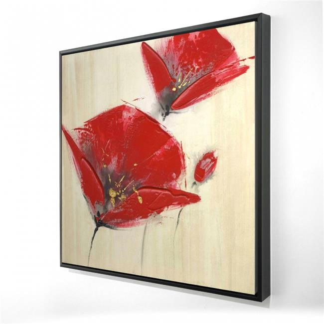 Begin Home Decor 2081-2424-FL39 24 x 24 in. Three Red Flowers Textured ...