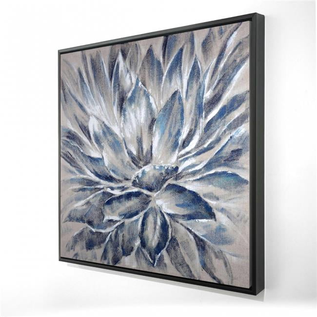 Begin Home Decor 2081-2424-FL95 24 x 24 in. Blue & Gray Flower Framed ...