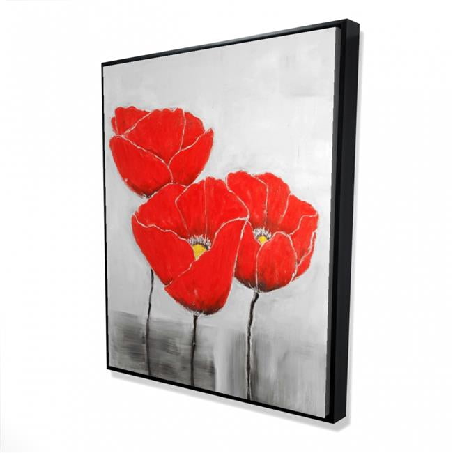 Begin Home Decor 2081-6048-FL179 48 x 60 in. Three Poppies - Gray ...