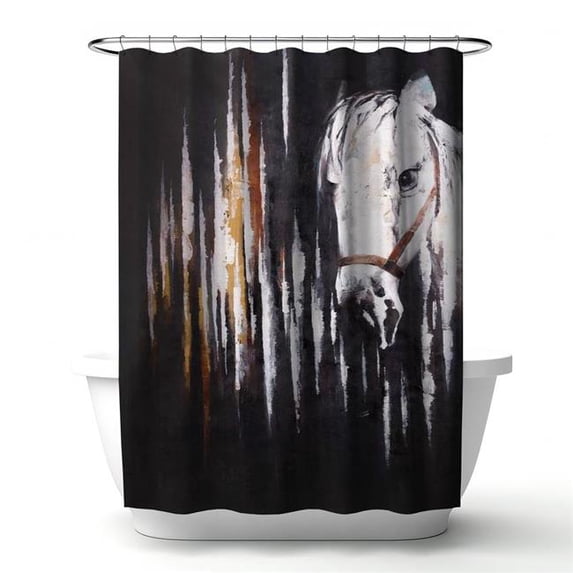 Begin Home Decor 4240-7174-AN103 71 x 74 in. White Horse Shower Curtain ...