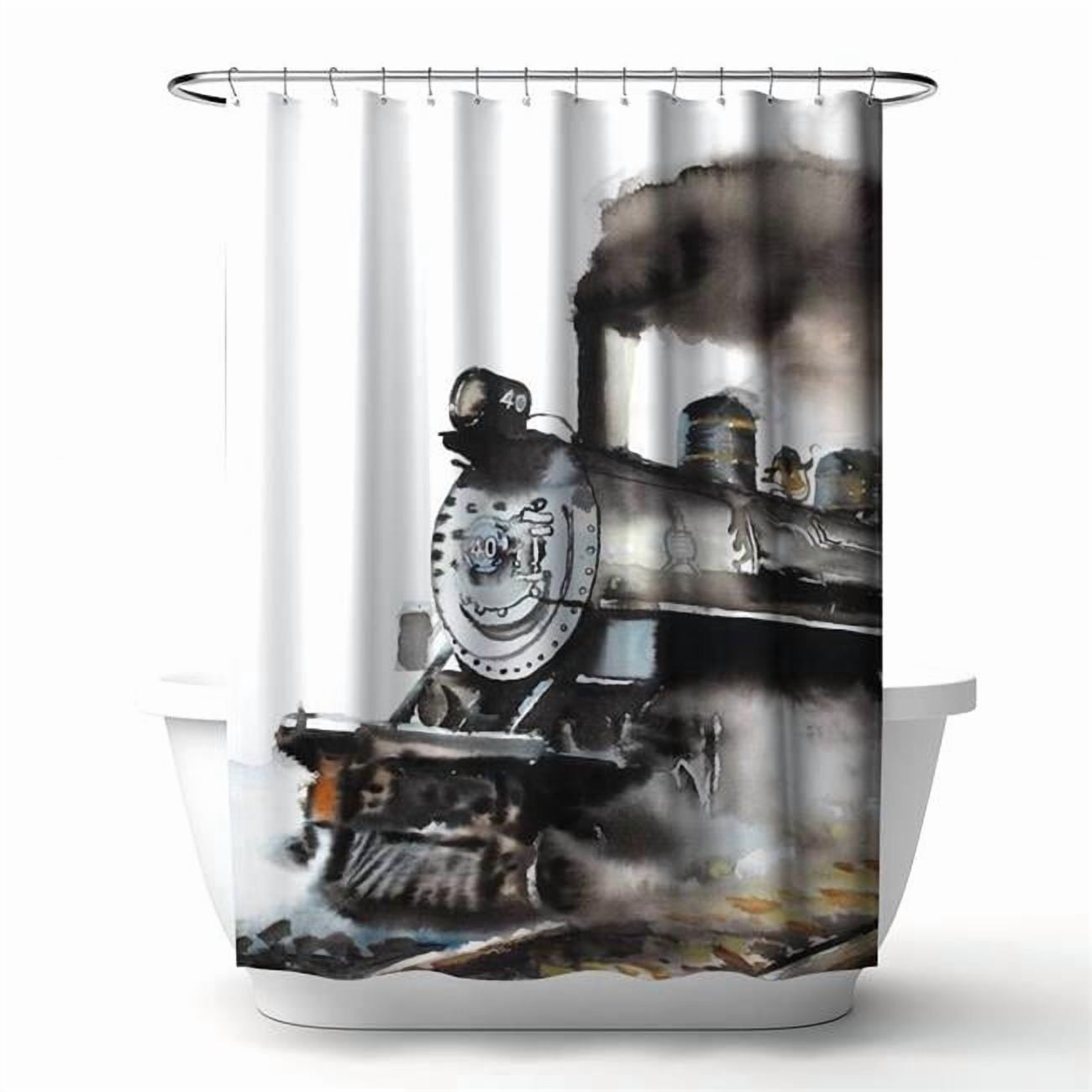 Begin Home Decor 4240-7174-TR75 71 x 74 in. Vintage Steam Train Shower ...