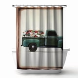 Begin Home Decor 4240-7174-TR80 71 x 74 in. Flowers Farm Truck Green ...