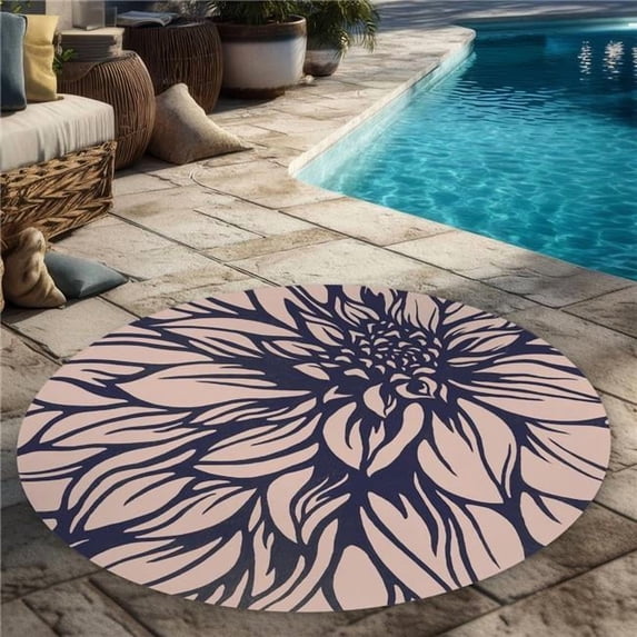 Begin Home Decor 5 x 5 ft. Dahlia Flower Round Outdoor Area Rug ...