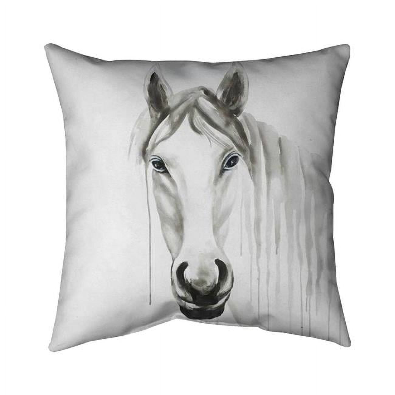 Begin Home Decor 5541-2626-AN249 26 x 26 in. Solitary White Horse-Double Sided Print Indoor ...