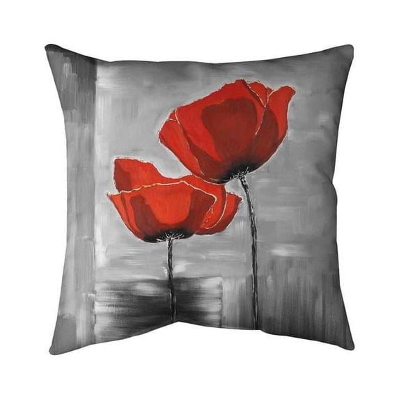 Begin Home Decor 5542-1818-FL202 18 x 18 in. Two Red Flowers on ...