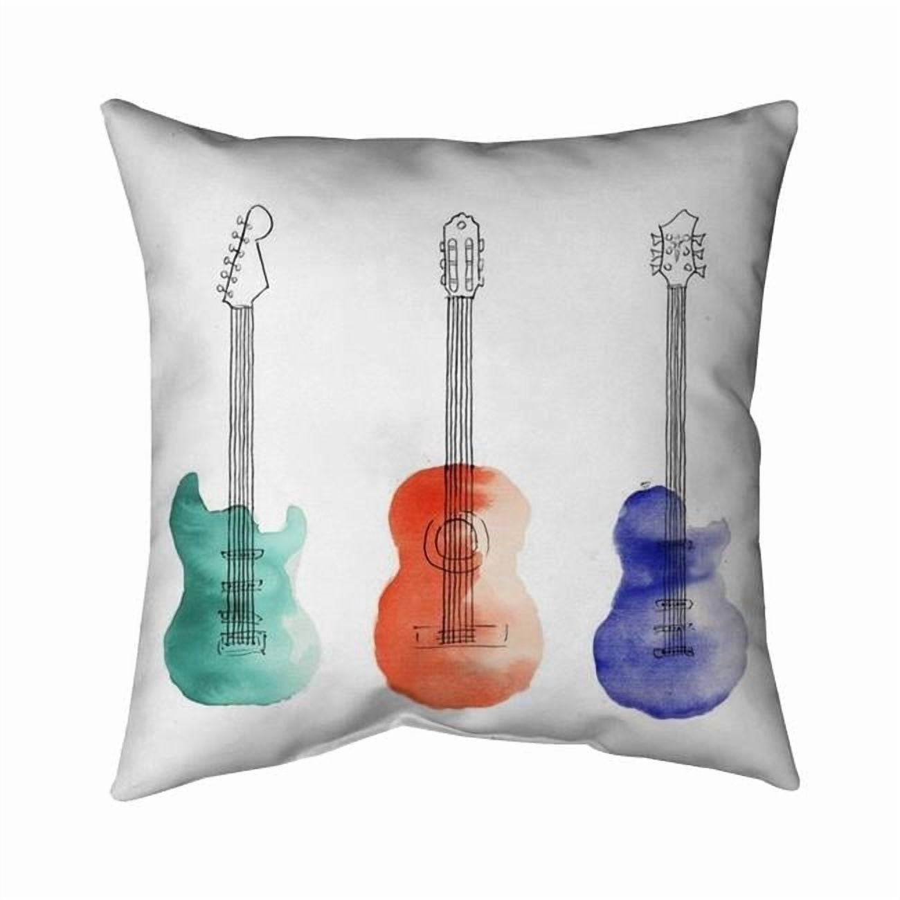 Begin Home Decor 5542-1818-MU45 18 x 18 in. Three Guitars Turquoise ...