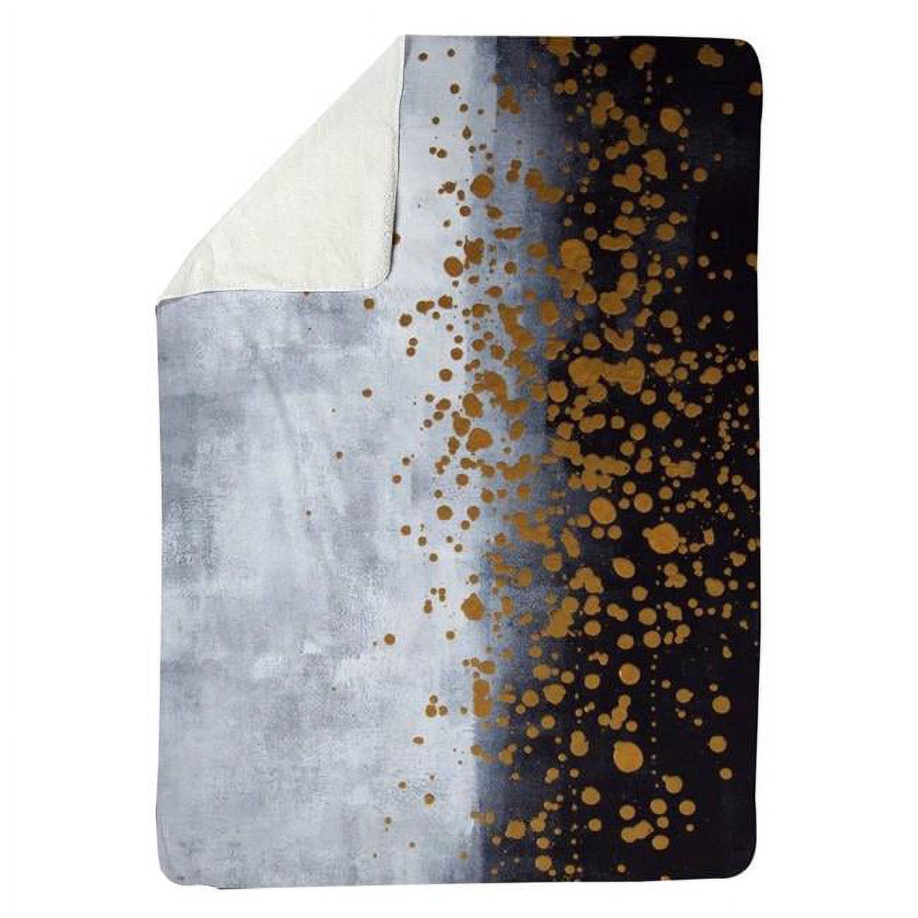 Begin Home Decor 5545-6080-AB52 60 x 80 in. Gold Paint Splash on Grey Background-Sherpa Fleece ...
