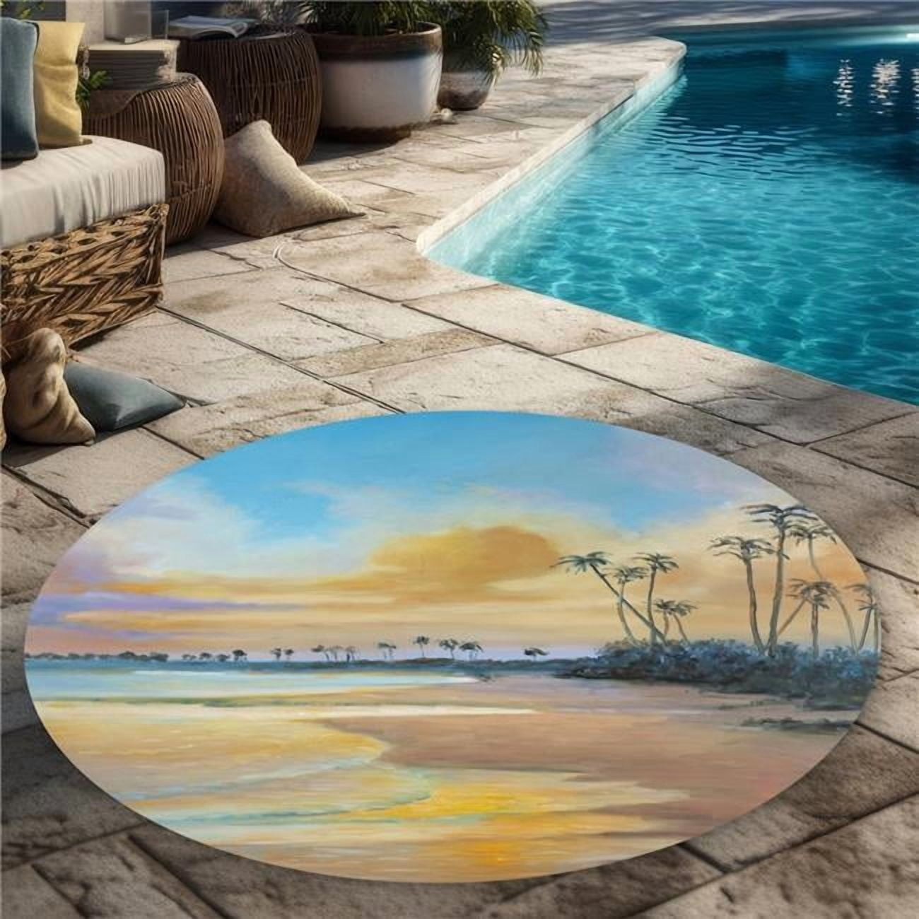 Begin Home Decor C1COAR556IKZCF 5 x 5 ft. Sunset By the Sea - Coastal ...