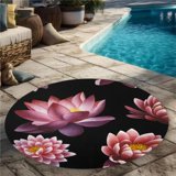Begin Home Decor C1COAR55C25KOB 5 x 5 ft. Lotus Flower Pattern Black ...
