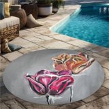 Begin Home Decor C1COAR55GVYD1W 5 x 5 ft. Abstract Tulips Gray ...