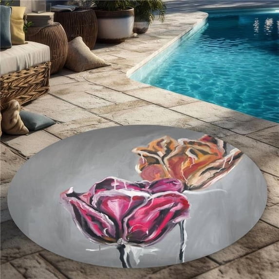 Begin Home Decor C1COAR55GVYD1W 5 x 5 ft. Abstract Tulips Gray ...