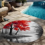Begin Home Decor C1COAR55PB3GN7 5 x 5 ft. Red Trees & Lake - Gray ...