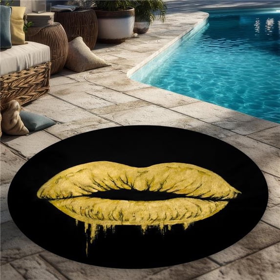 Begin Home Decor C1COAR55VR84ID 5 x 5 ft. Golden Lips Round Outdoor ...