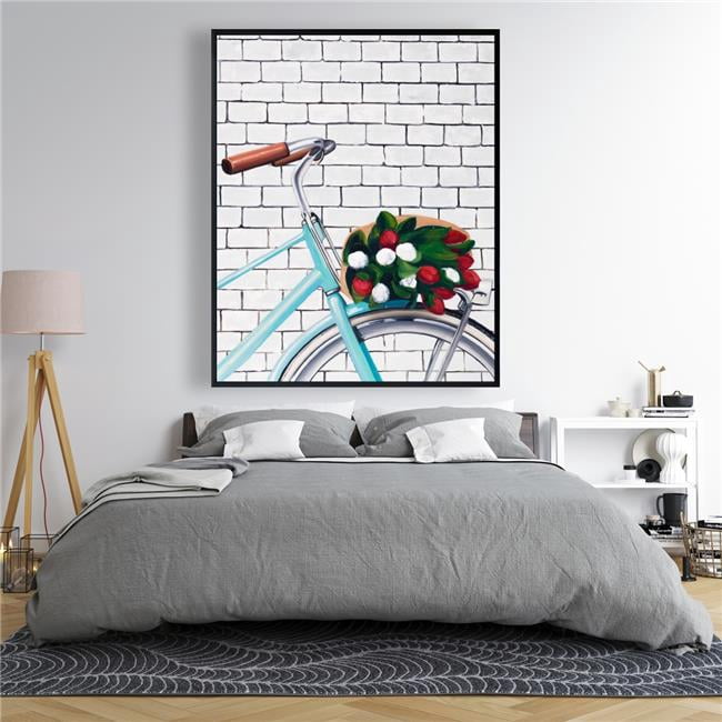 Begin Home Decor C1FC486017VEQ5 48 x 60 in. Bicycle with Tulips - Gray ...