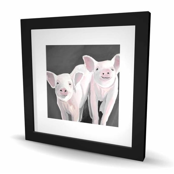 Begin Home Decor C1FM1616AQXH6K 16 x 16 in. Two Little Piglets - Framed ...
