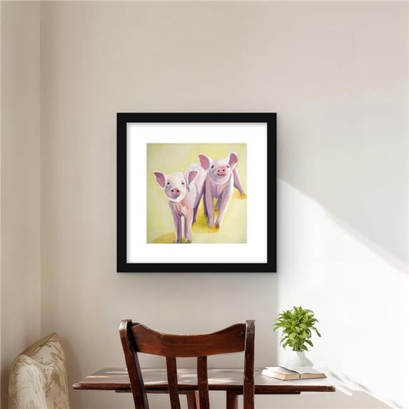 Begin Home Decor C1FM1616W9RKU8 16 x 16 in. Two Smiling Pigs - Farm ...