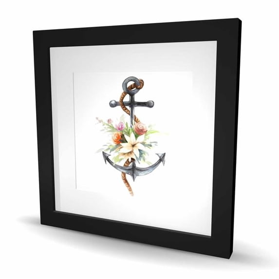 Begin Home Decor C1FM1616ZSAS0R 16 x 16 in. Anchor with Flowers - Brown ...
