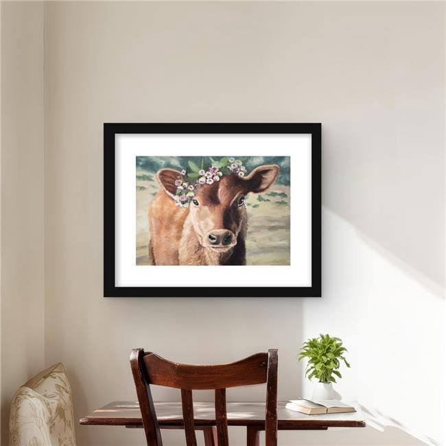 Begin Home Decor C1FM16209R0CLQ 16 x 20 in. Cute Jersey Cow - Framed ...