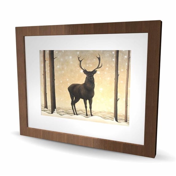 Begin Home Decor C1FM1620GS7W0O 16 x 20 in. Roe Deer in Winter - Framed ...